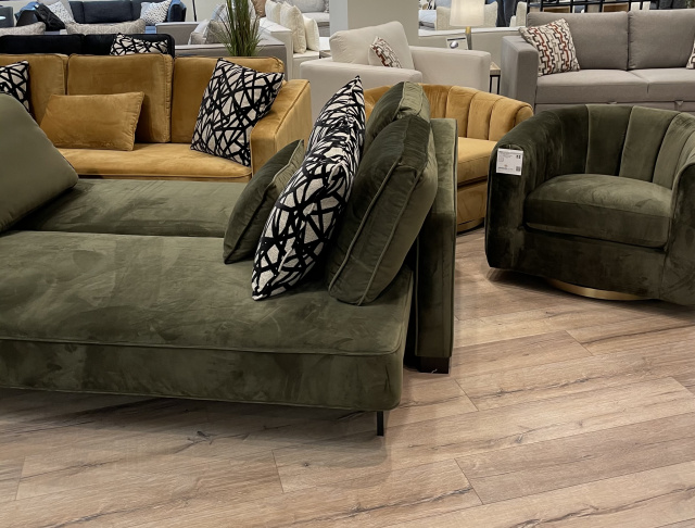 9509 Sleeper (84" - Bed is 74x58) and Swivel Chair - Nile Blue, Moss ...