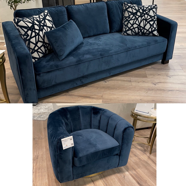 9509 Sleeper (84" - Bed is 74x58) and Swivel Chair - Nile Blue, Moss ...